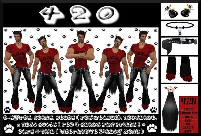 Second Life Marketplace - T&C 420 Male Neko Outfit (GRUNGE/Neko)