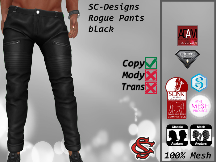 Second Life Marketplace - SC-Designs Rogue Pants black DEMO