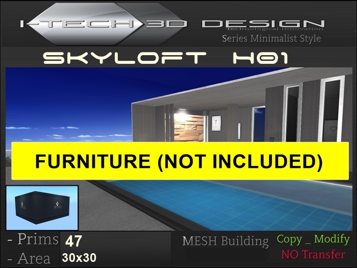 Second Life Marketplace - i-Tech3D SkyLoft H01 FURNITURE (NOT INCLUDED)