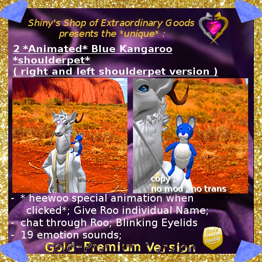 Second Life Marketplace - ^..^ Blue Kangaroo shoulderpet *Heewoo ...
