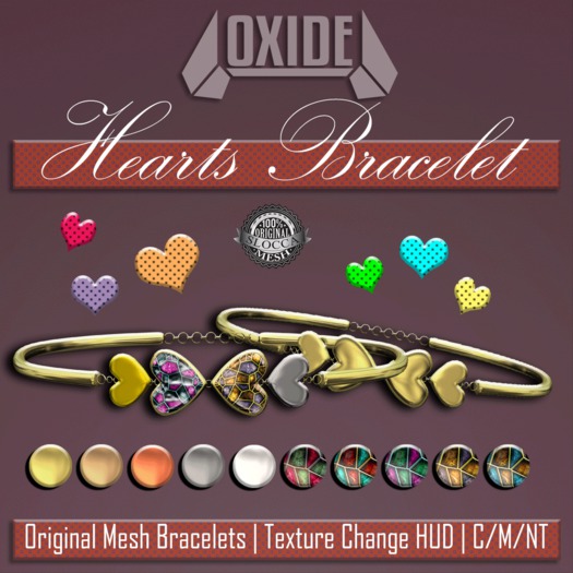 Second Life Marketplace - OXIDE Hearts Bracelet ORIGINAL MESH (Texture ...
