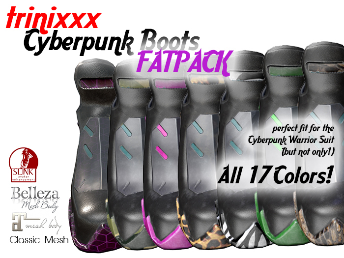 Second Life Marketplace - trinixxx Cyberpunk Boots FATPACK