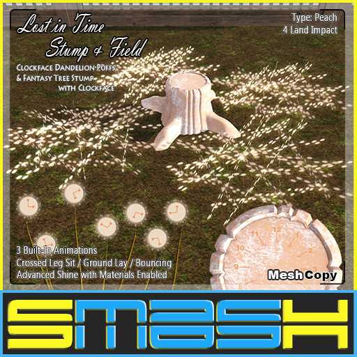 Second Life Marketplace - SMASH - Lost in Time Stump & Field (Peach)