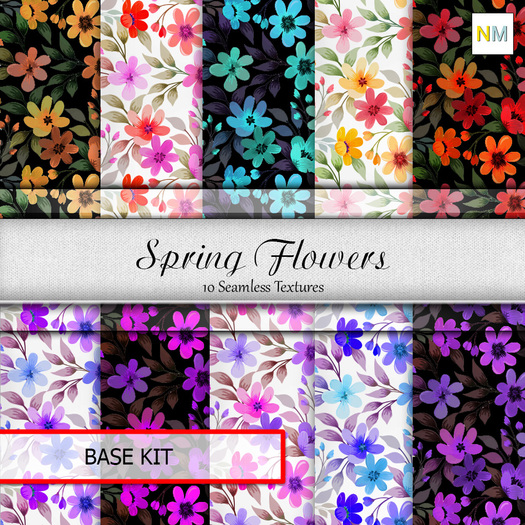 Second Life Marketplace - Spring Flowers BASE KIT 10 Seamless Textures NM