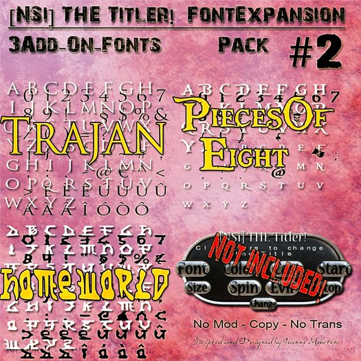 Second Life Marketplace - [NSi] THE Titler! FontExpansion #2