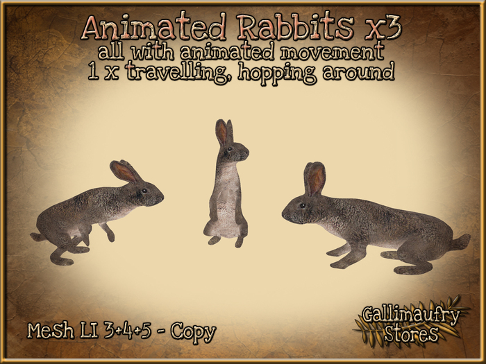 Second Life Marketplace - *GALLI* - MESH - Animated Rabbits x3, Copy ...