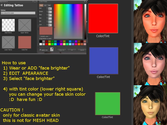 Second Life Marketplace - face brighter package 60,80,90% transparent white