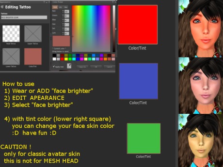 Second Life Marketplace - face brighter package 60,80,90% transparent white