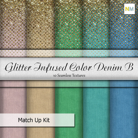 Second Life Marketplace - Glitter Infused Color Denim Set B MatchUp Kit ...