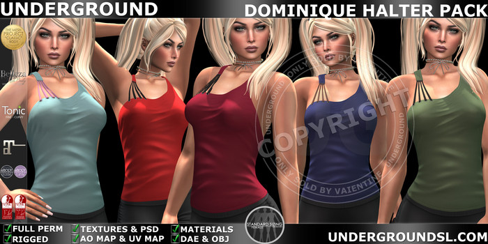 Second Life Marketplace - [UG MESH] DOMINIQUE HALTER PACK (DAE) - FULL PERM