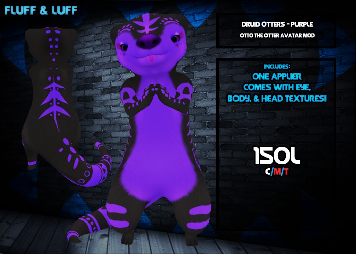 Second Life Marketplace - F&L - Druid Otters - Otto the Otter Mod - Purple