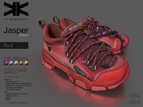 Second Life Marketplace - Jasper :: Unisex Shoes :: Red :: {kokoia}