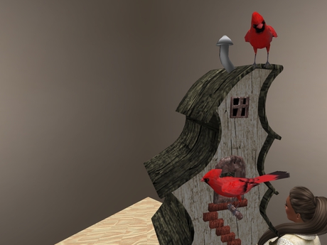 Second Life Marketplace - Funky animated cardinals birdhouse-crate