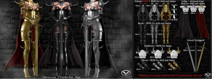 Second Life Marketplace - [V-Tech]Dark Knight - Pauldrons[Gold]