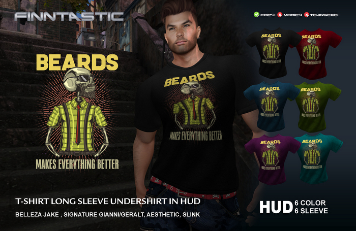 Second Life Marketplace - FINNTASTIC BEARDS MAKES EVERYTHING BETTER T-Shirt