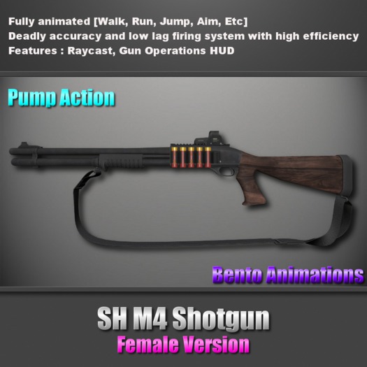 Second Life Marketplace - SH M4 Shotgun (Female Version) - Mesh Gun
