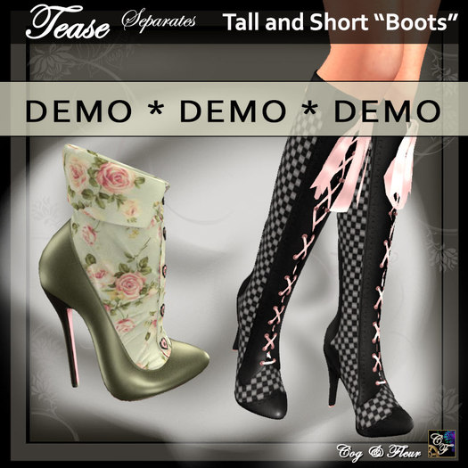 Second Life Marketplace - C&F Tease Burlesque Short & Tall Boots Demo
