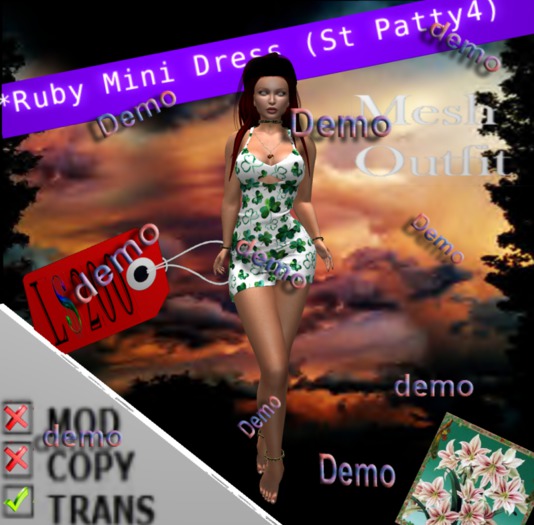Second Life Marketplace - Ruby Mini Dress (St Patty4) demo