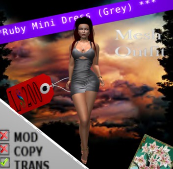 Second Life Marketplace - Ruby Mini Dress (grey)