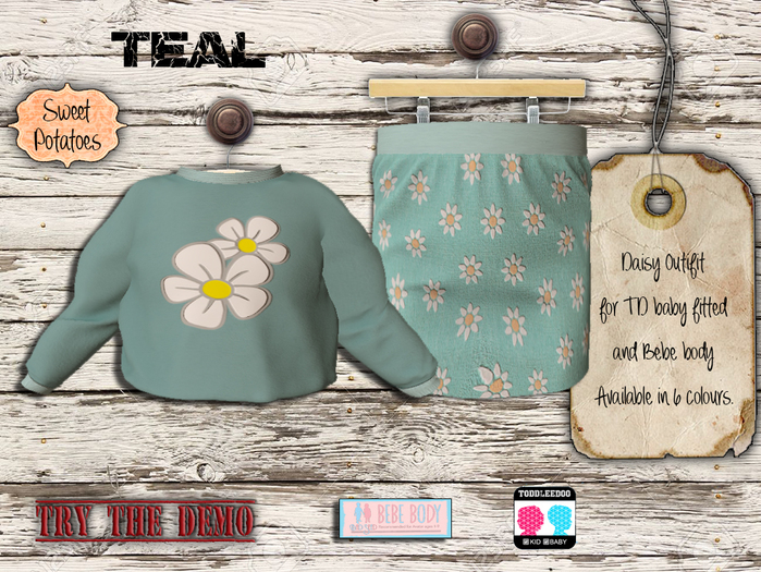 Second Life Marketplace - Daisy Outfit for TD/BEBE - Teal