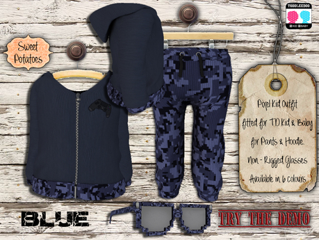 Second Life Marketplace - Pixel Kid Outfit - Blue