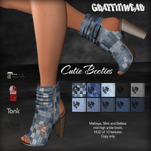 Second Life Marketplace - Graffitiwear Denim Cutie Booties