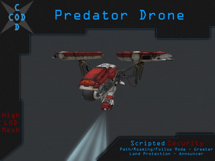 Second Life Marketplace - [COD] Predator Drone (Security/Greeter/Path ...