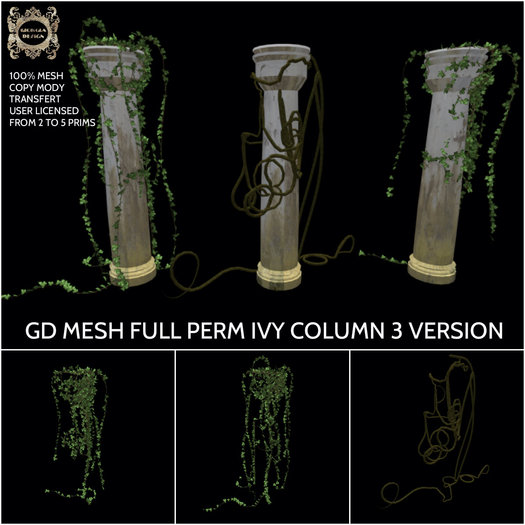 Second Life Marketplace - GD MESH FULL PERM IVY COLUMN 3 VERSIONS