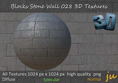 Second Life Marketplace - JU Blocks Stone Wall 028 3D Textures Full Perm