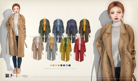Second Life Marketplace - {amiable}Mesh Oversized Chester Coat(FAT PACK)