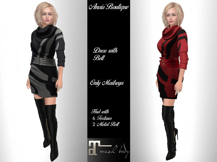 Second Life Marketplace - Mesh Dress & Belt Julie MAITREYA DEMO