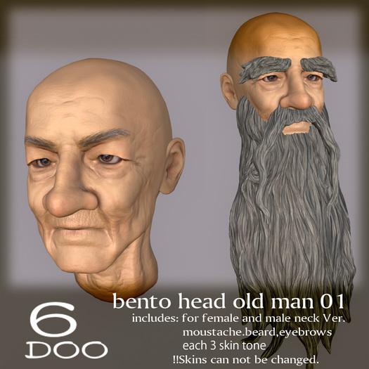 Second Life Marketplace - DEMO *6DOO* bento head old man 01