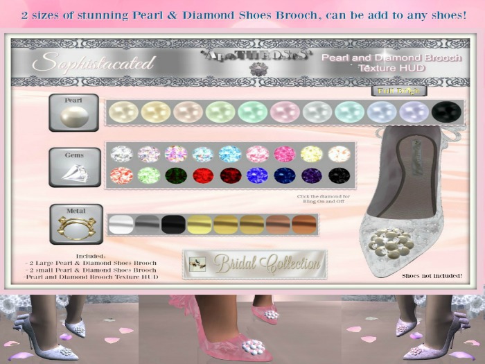 Second Life Marketplace - *AS* Sophisticated Pearl & Diamond Shoes Brooch