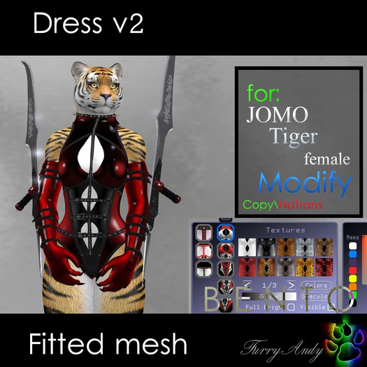 Second Life Marketplace - Furry Andy - Dress v2 for Jomo Tiger Female
