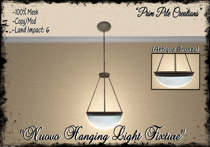 Second Life Marketplace - ~PPC~ Nuovo Hanging Light Fixture (AntiqueBronze)