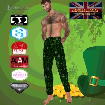Second Life Marketplace - RD - Mixed Shamrock Pants (ADD TO OPEN)