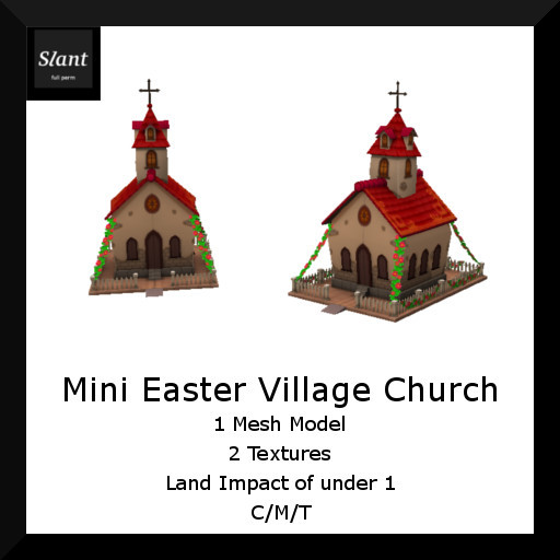 Second Life Marketplace - Full Perm Miniature Easter Village Church