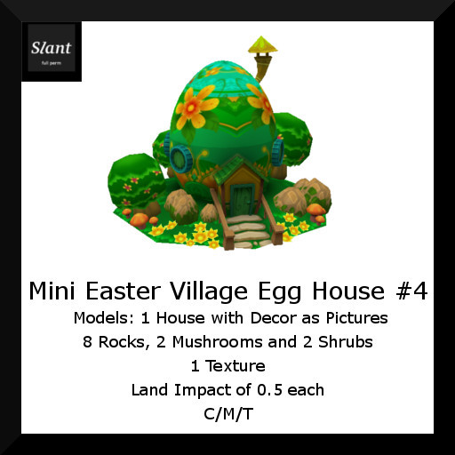 Second Life Marketplace - Full Perm Miniature Easter Village Egg House #4