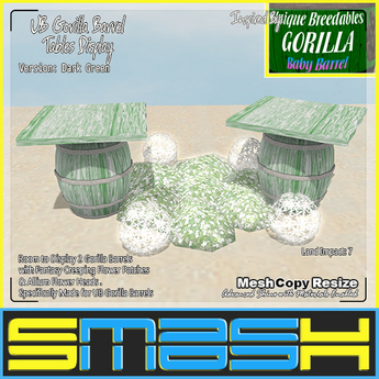 Second Life Marketplace - SMASH - UB Gorilla Barrel Tables Display ...