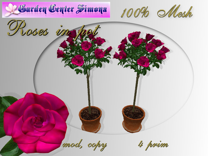 Second Life Marketplace - Tree roses in pot, pink_007SK_4