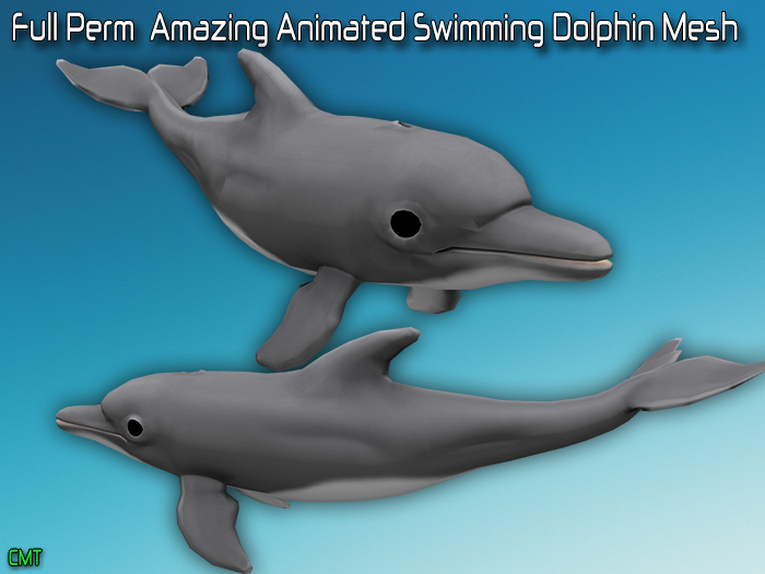 Second Life Marketplace - Full Perm Amazing Animated Swimming Dolphin Mesh