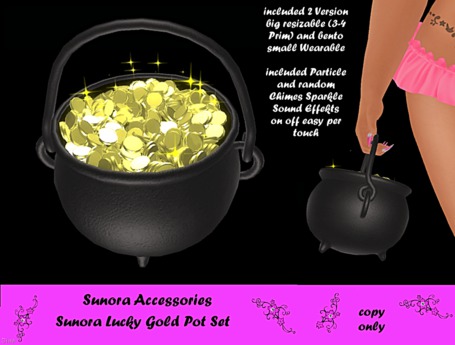 Second Life Marketplace - Sunora Lucky Gold Pot Set