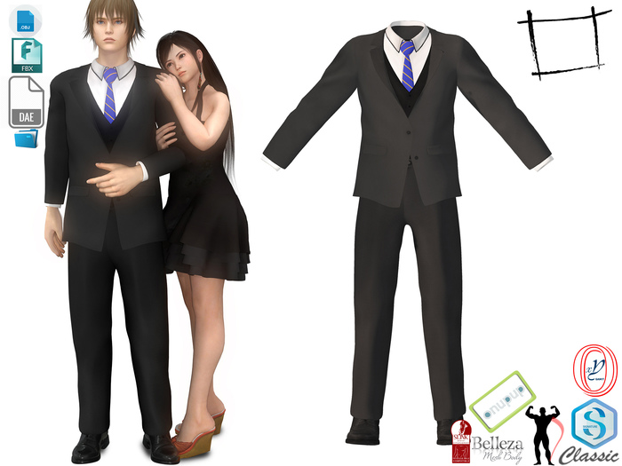 Second Life Marketplace - Dae Obj FBX Men's Full Suit Slink, Signature ...
