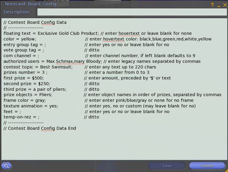 Second Life Marketplace - Simple Contest Board