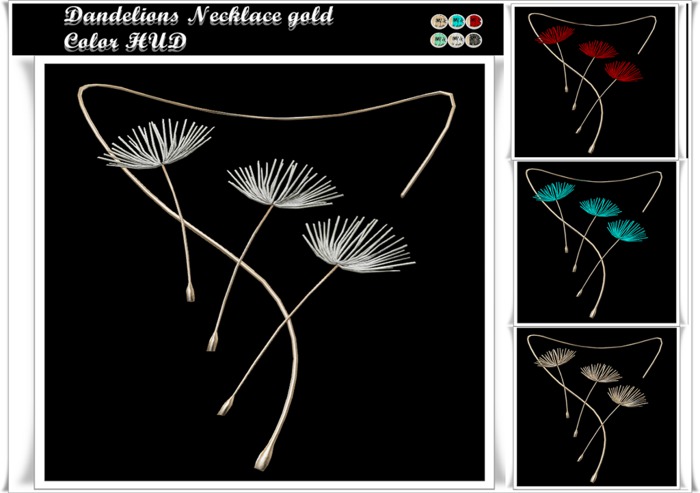 Second Life Marketplace - Dandelions Necklace gold Color HUD