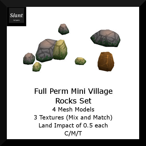Second Life Marketplace - Full Perm Mini Village Rocks Set