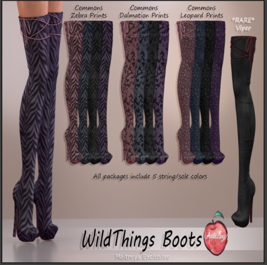 Second Life Marketplace - (AMD) WildThings Boots (Maitreya) - Zebra Pink