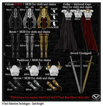 Second Life Marketplace - [V-Tech]Dark Knight - Pauldrons[Silver]