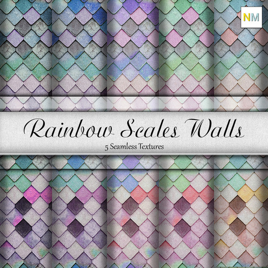 Second Life Marketplace - Rainbow Scales Stone Wall 5 Seamless Textures NM