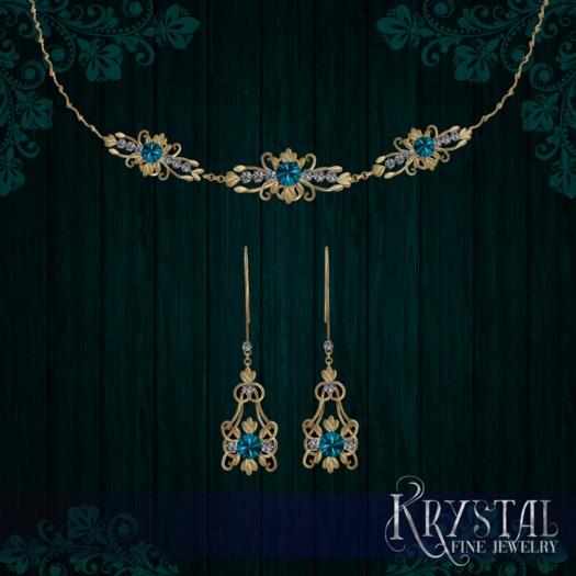 Second Life Marketplace - ::: Krystal ::: Damask - Jewelry Set - Ocean ...